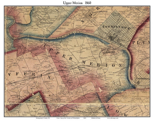Upper Merion Township, Pennsylvania 1860 Old Town Map Custom Print ...