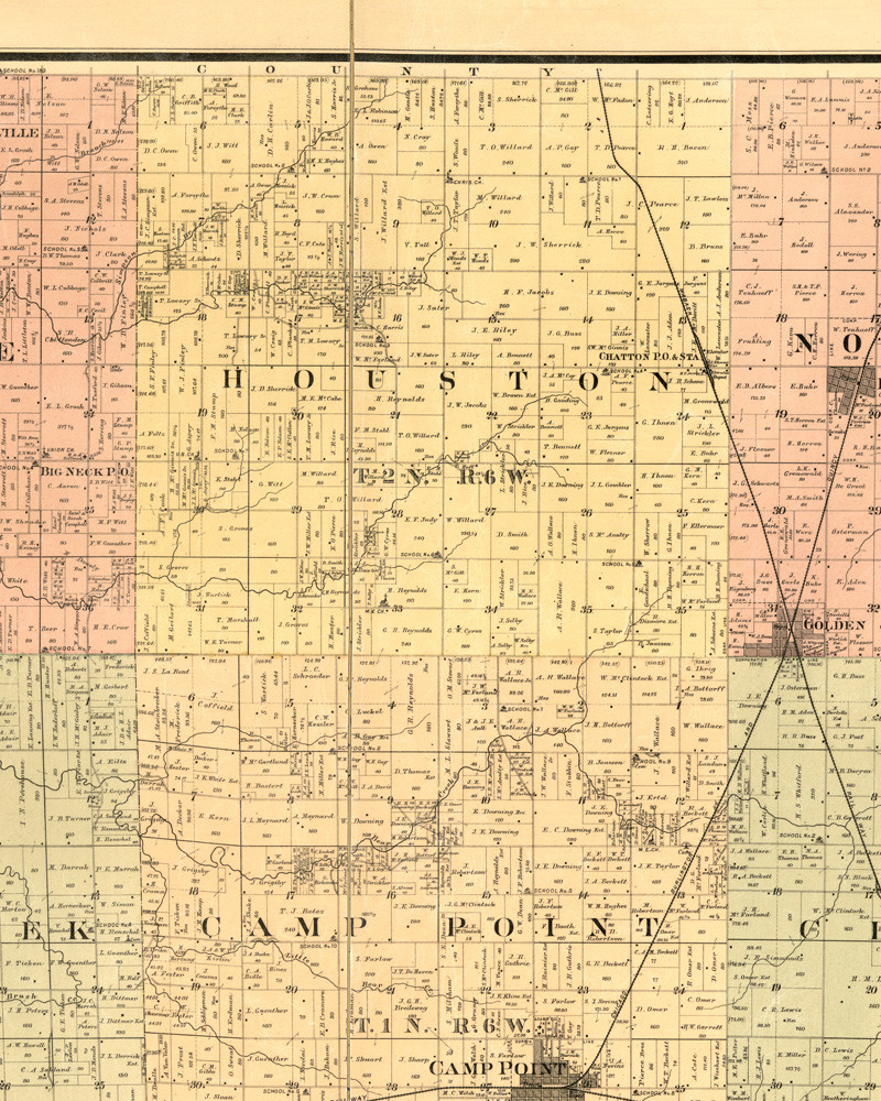 Houston, Illinois 1889 Old Town Map Custom Print - Adams Co. - OLD MAPS