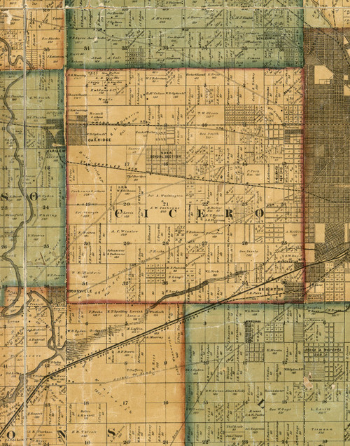 Cicero, Illinois 1861 Old Town Map Custom Print - Cook Co. - OLD MAPS