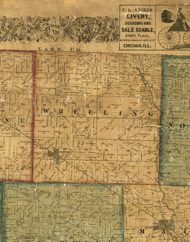 Wheeling, Illinois 1861 Old Town Map Custom Print - Cook Co. - OLD MAPS
