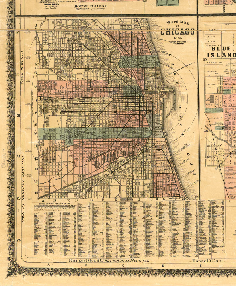Chicago Village - Cook Co., Illinois 1886 Old Town Map Custom Print ...
