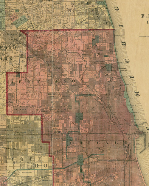 Jefferson, Illinois 1890 Old Town Map Custom Print - Cook Dupage Cos ...