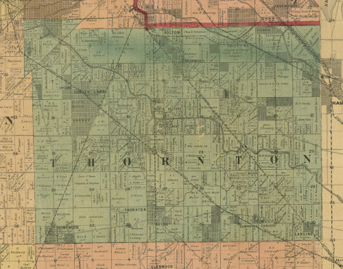 Thornton, Illinois 1890 Old Town Map Custom Print - Cook Dupage Cos ...