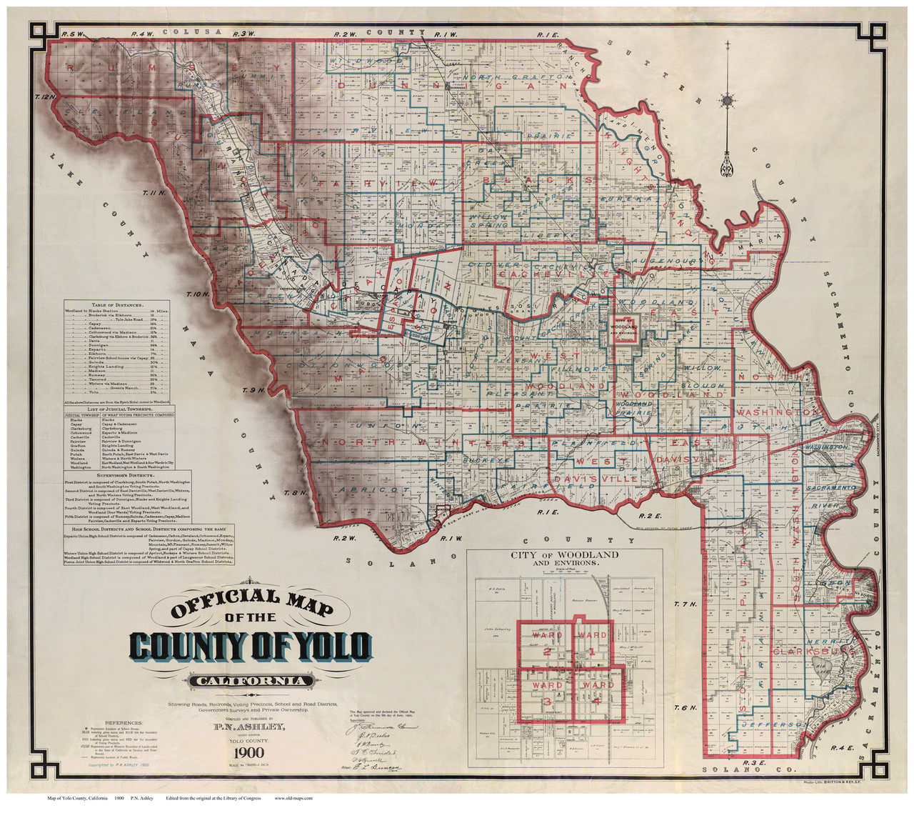 Yolo County California 1900 - Old Map Reprint - OLD MAPS