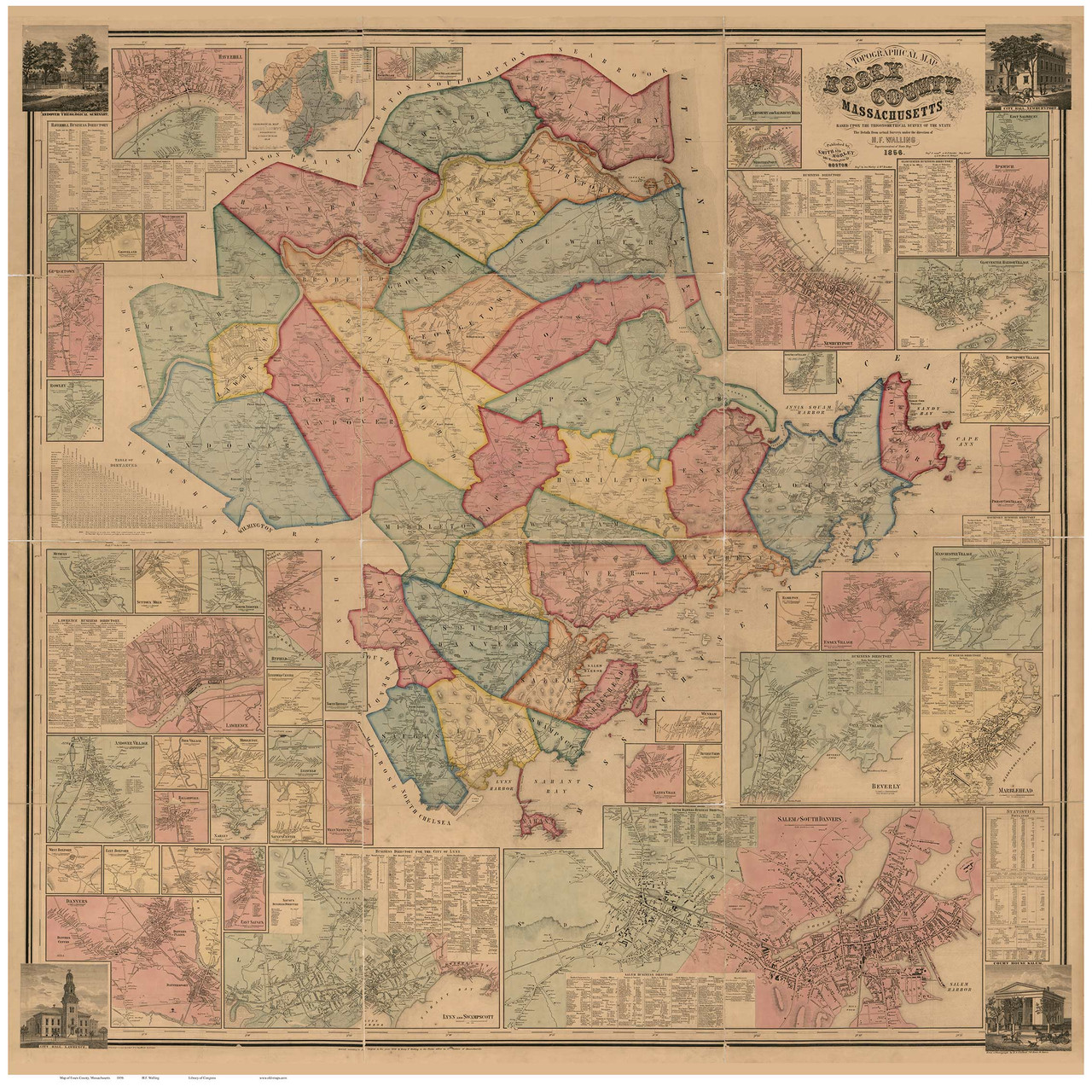Essex County Massachusetts 1856 Old Map Reprint Old Maps