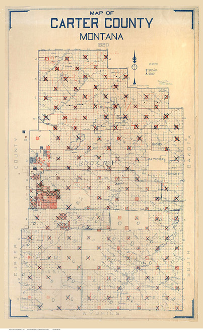 Carter County Montana 1920 - Old Map Reprint - OLD MAPS
