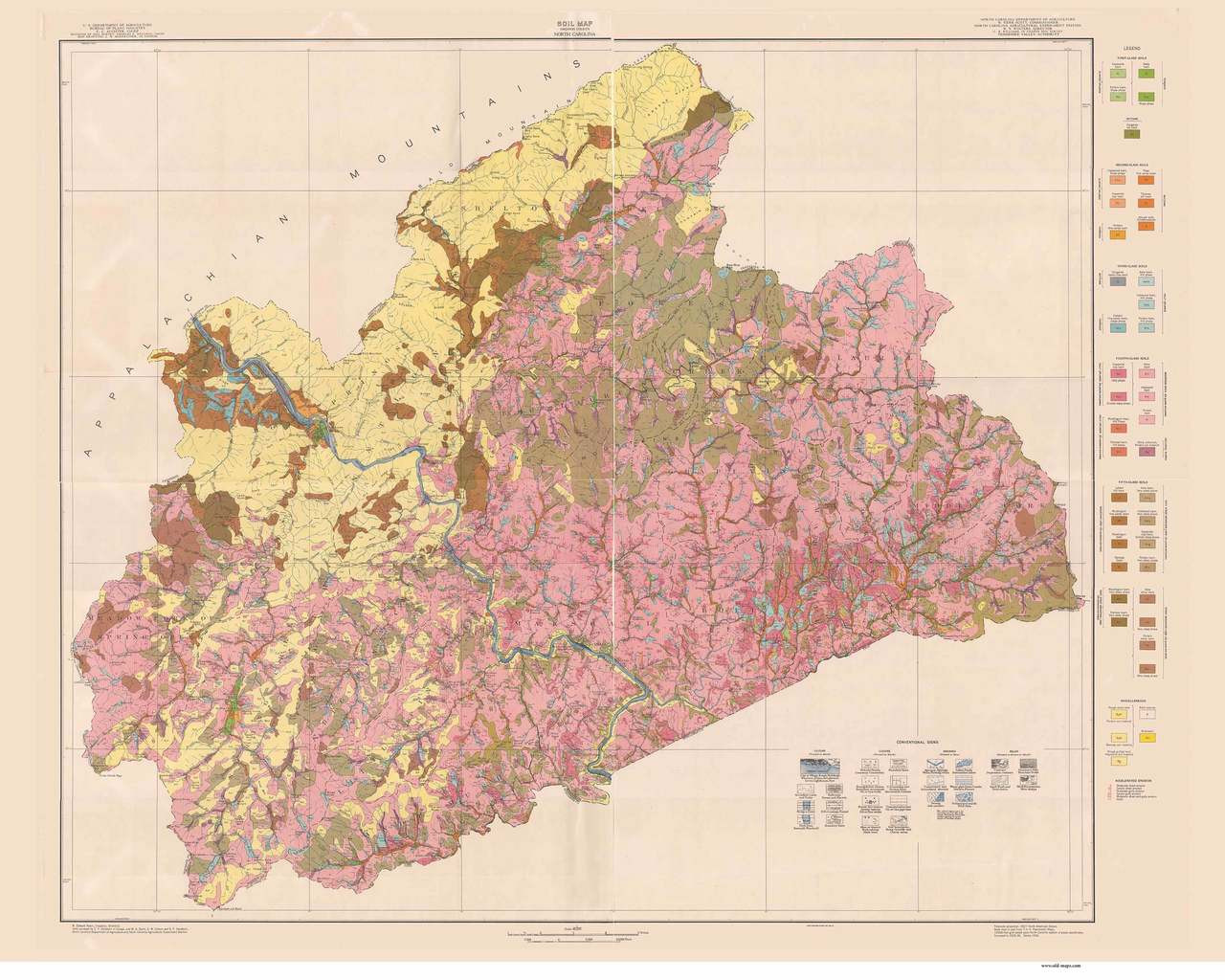Madison County Soils Map, 1927 North Carolina - Old Map Reprint - OLD MAPS