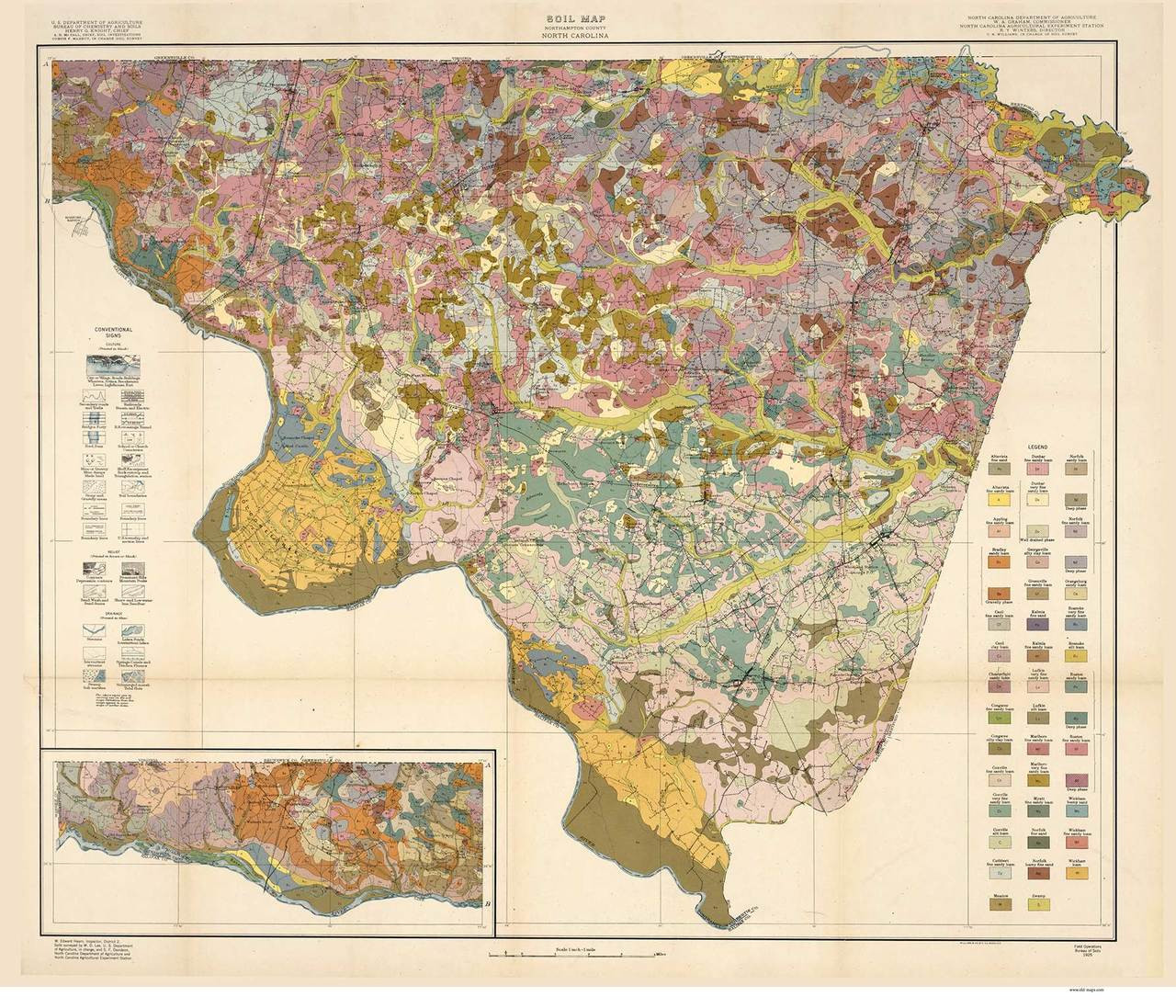 Northampton County Soils Map, 1925 North Carolina - Old Map Reprint ...