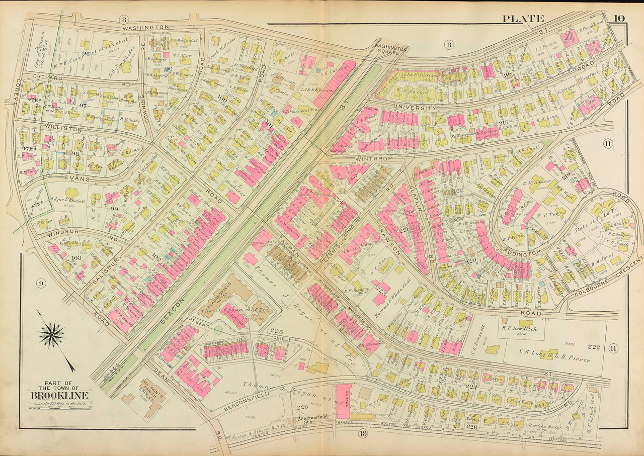 Plate 10, Beacon Street, 1927 - Old Street Map Reprint - Washington ...