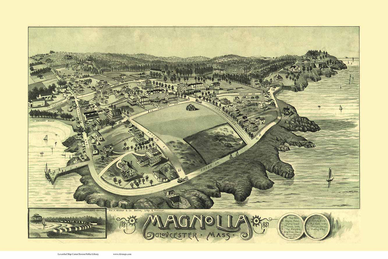 Magnolia, Massachusetts 1887 Bird's Eye View - Old Map Reprint BPL ...