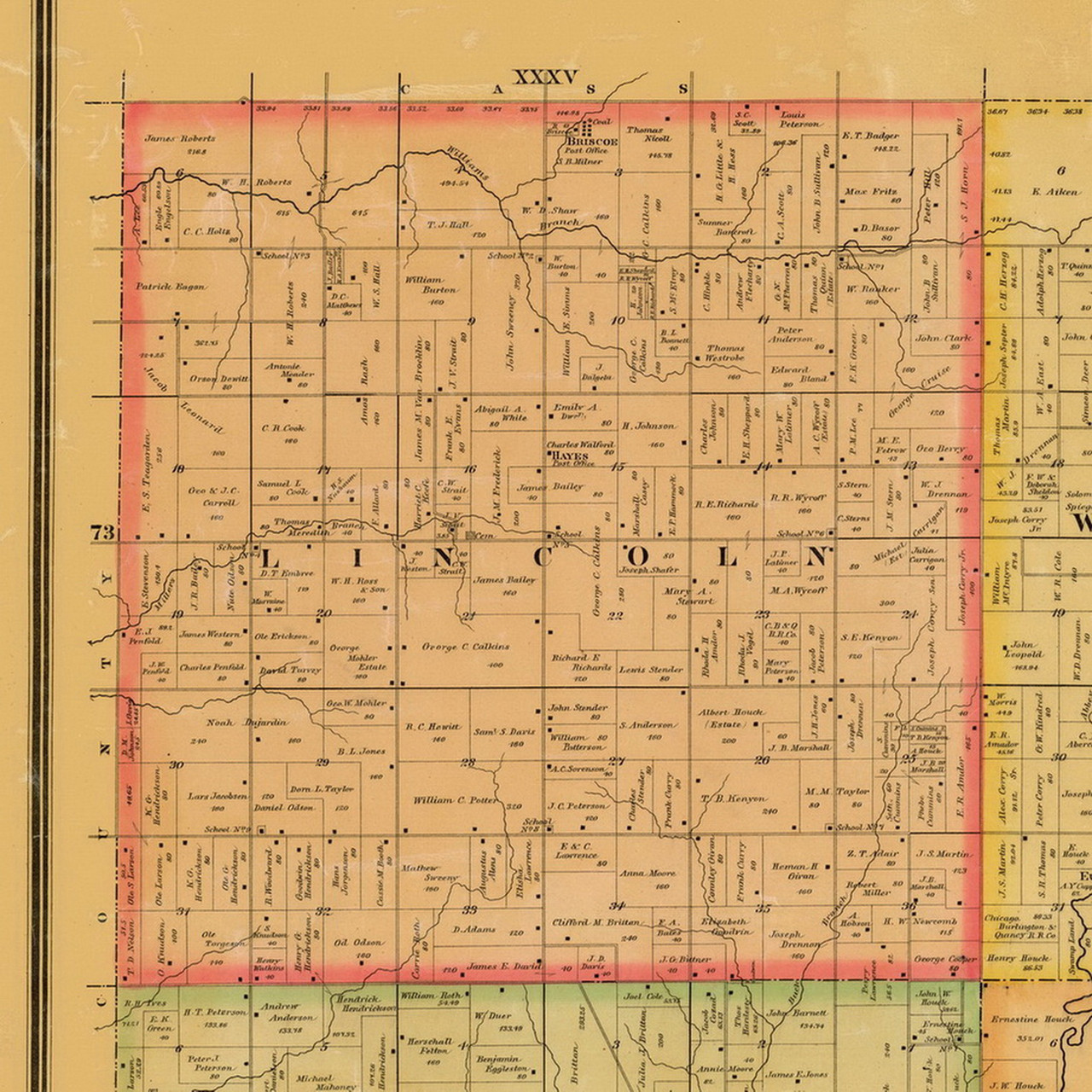 Lincoln, Iowa 1884 Old Town Map Custom Print - Adams Co. - OLD MAPS