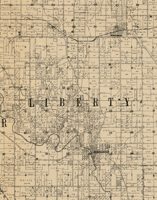 Liberty, Iowa 1900 Old Town Map Custom Print - Buchanan Co. - OLD MAPS