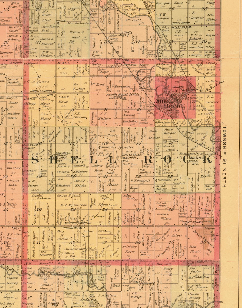 Shell Rock, Iowa 1897 Old Town Map Custom Print - Butler Co. - OLD MAPS