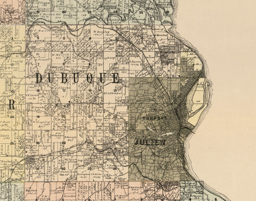Dubuque, Iowa 1900 Old Town Map Custom Print - Dubuque Co. - OLD MAPS