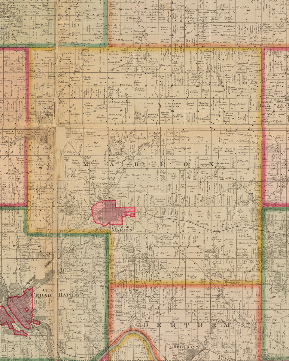 Marion, Iowa 1881 Old Town Map Custom Print - Linn Co. - OLD MAPS
