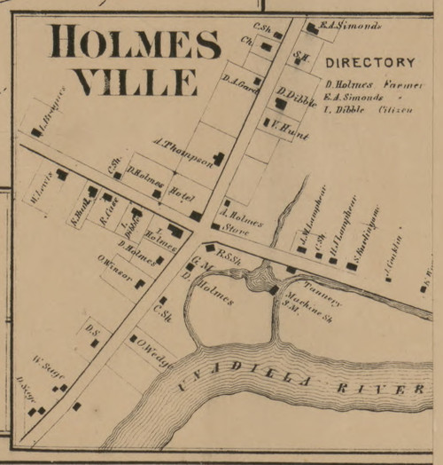 Holmesville, New York 1863 Old Town Map Custom Print - Chenango Co ...