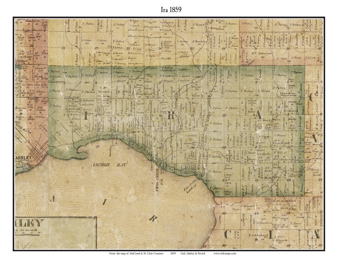 Ira, Michigan 1859 Old Town Map Custom Print - St. Claire Co. - OLD MAPS