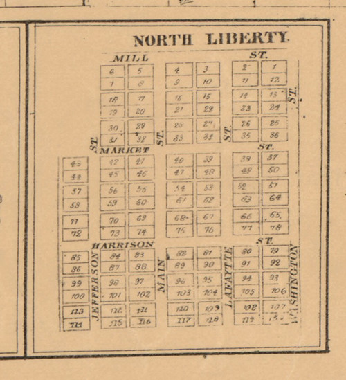North Liberty, Indiana 1863 Old Town Map Custom Print - St. Joseph Co ...