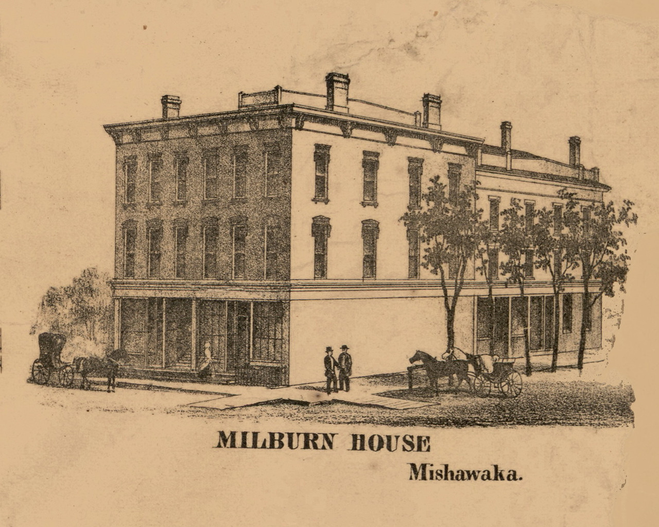 Milburn House, Indiana 1863 Old Town Map Custom Print - St. Joseph Co ...