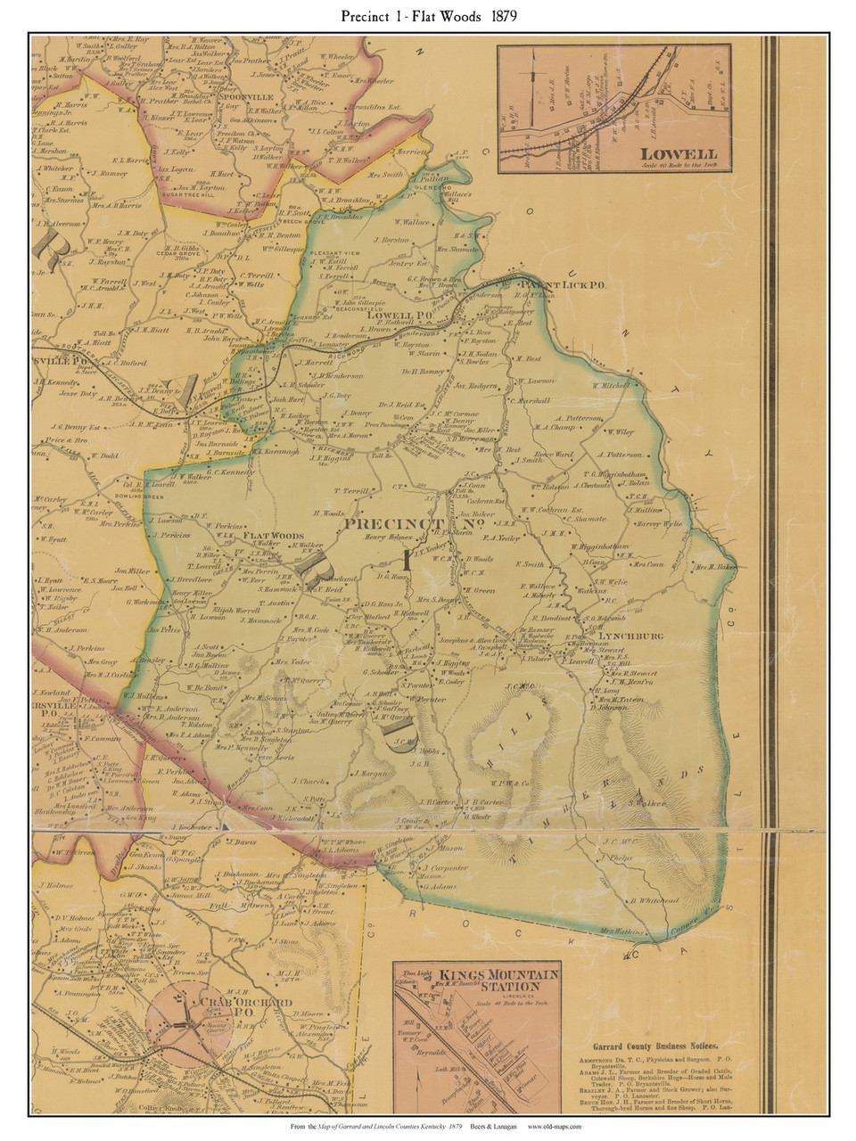 Precinct 1 - FlatWoods - Lowell - Paint Lick, Kentucky 1879 Old Town ...