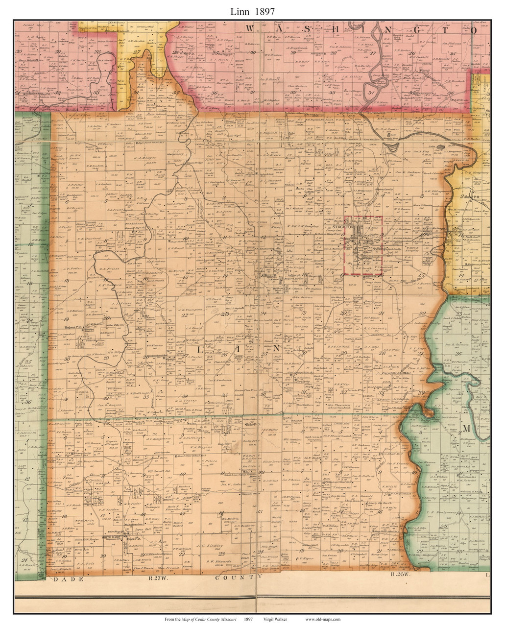 Linn - Stockton - Wagoner - White Hare - Omer, Missouri 1897 Old Town ...