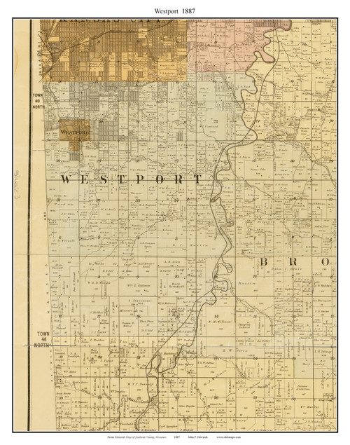 Westport , Missouri 1887 Old Town Map Custom Print Jackson Co. - OLD MAPS Westport , Missouri 1887 Old Town Map Custom Print Jackson Co. - OLD MAPS