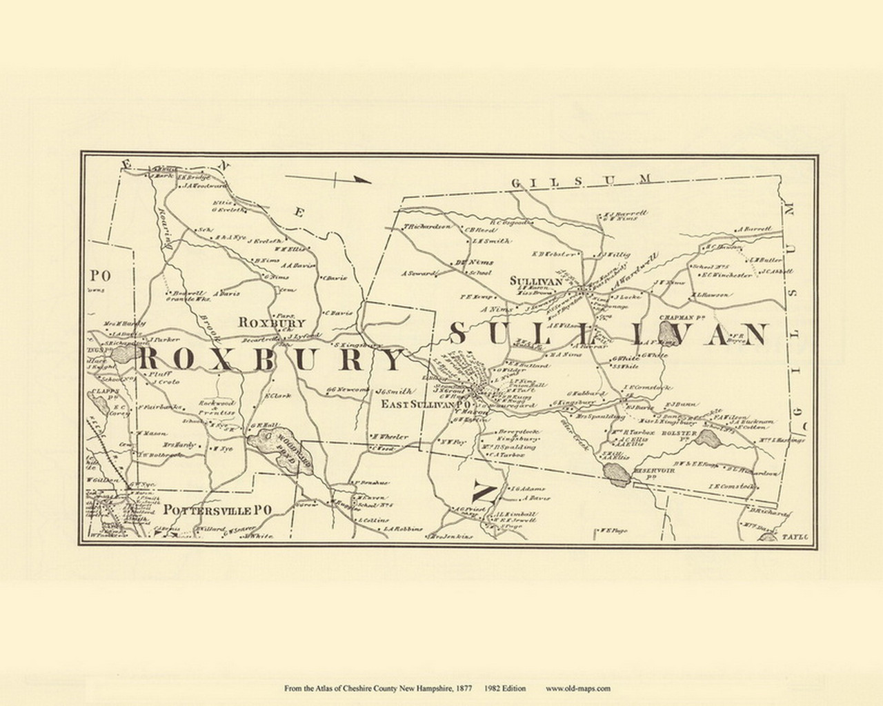 Roxbury and Sullivan, New Hampshire 1877 Old Town Map Reprint ... Roxbury and Sullivan, New Hampshire 1877 Old Town Map Reprint ...