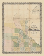 Minnesota 1856 Map of Minnesota - Old State Map Reprint - OLD MAPS