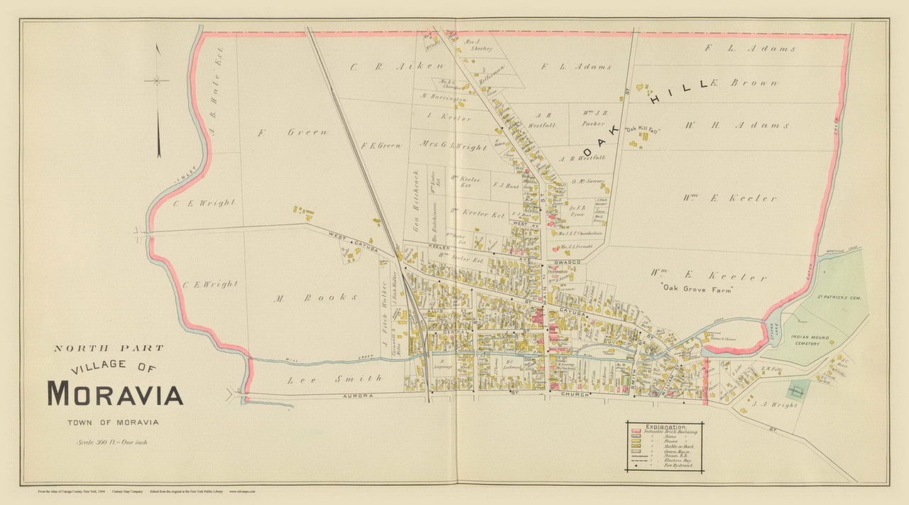North Moravia Village, New York 1904 - Old Town Map Reprint - Cayuga Co ...