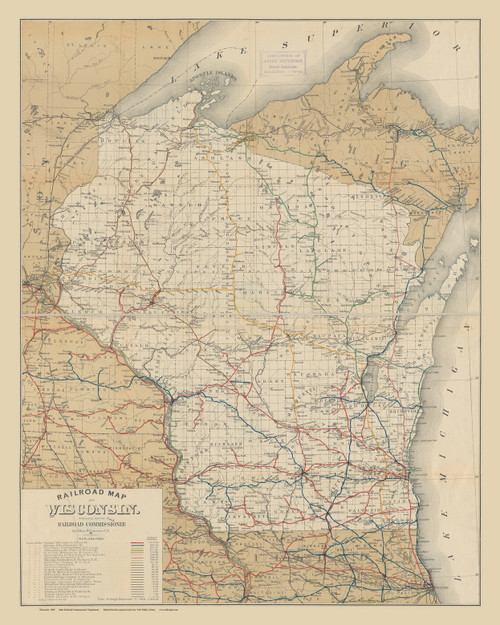 Wisconsin 1889 Conover - Old State Map Reprint - OLD MAPS