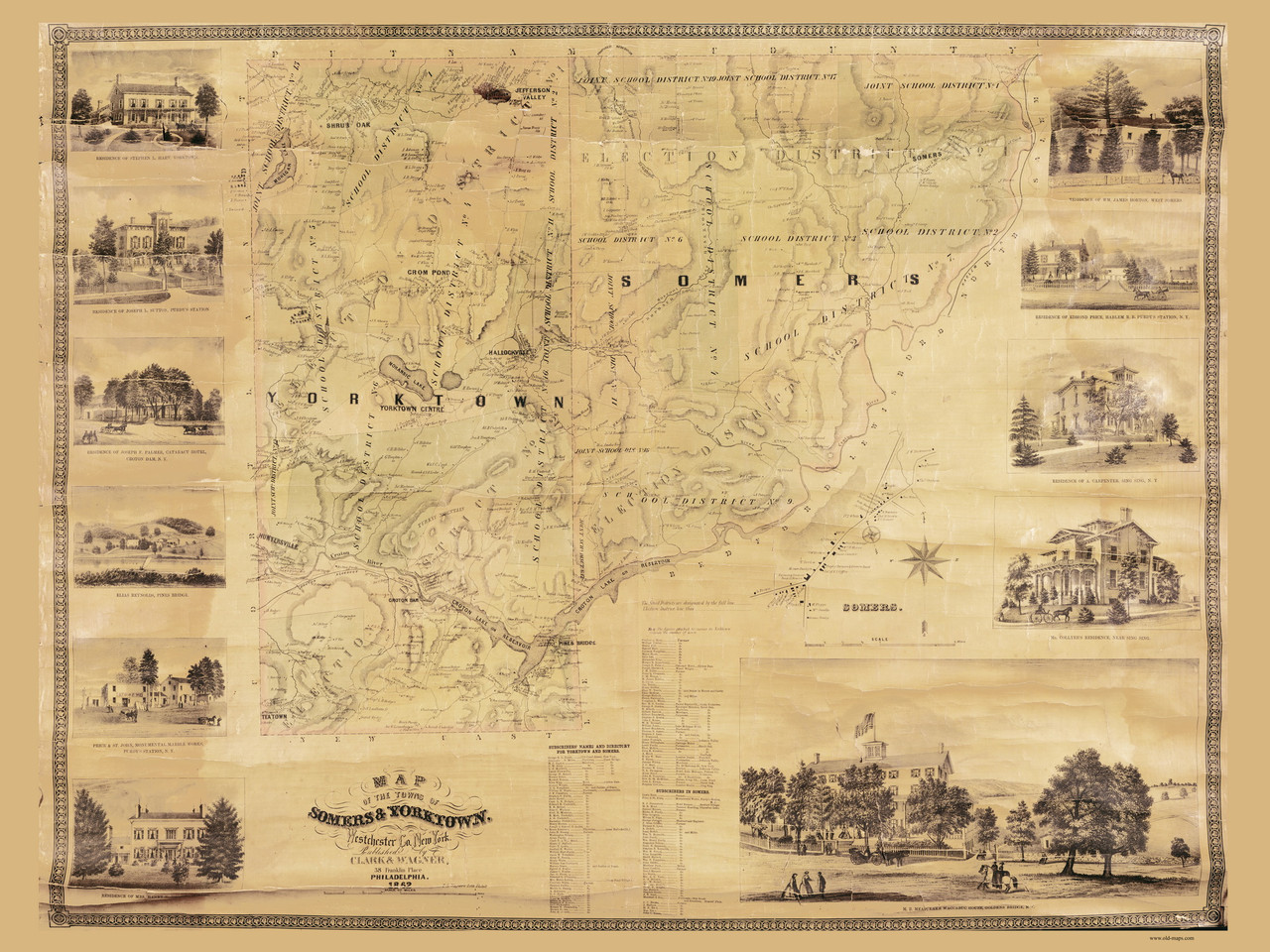 Somers & Yorktown 1862 - Old Map Reprint - New York Cities Other ...