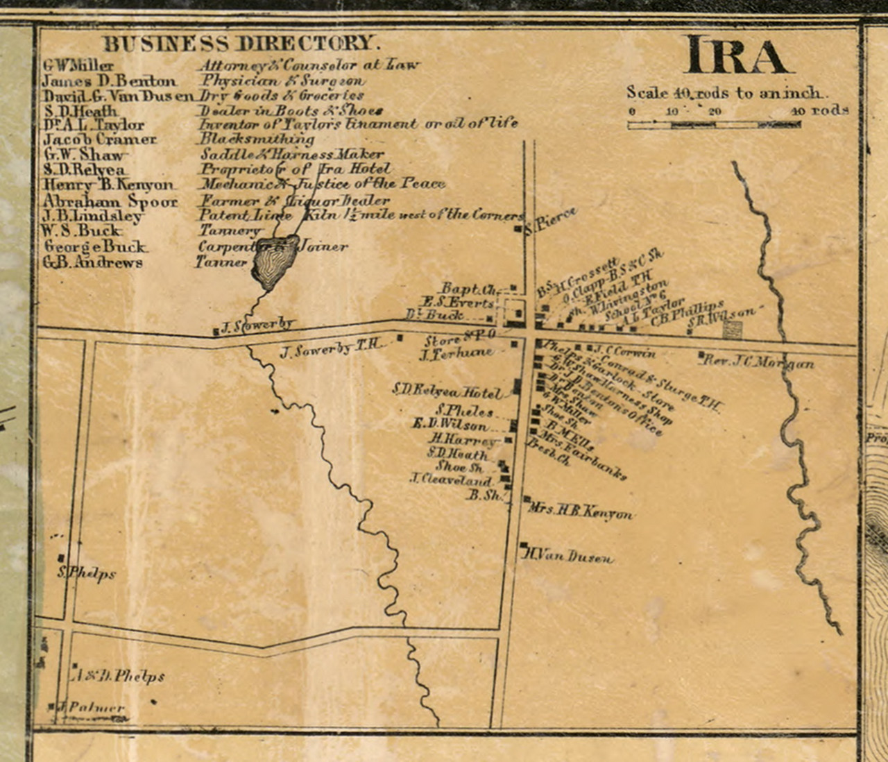 Ira Village - Ira, Cayuga Co. New York 1859 Old Town Map Custom Print ...