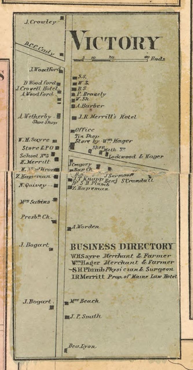 Victory Village - Victory, Cayuga Co. New York 1859 Old Town Map Custom ...