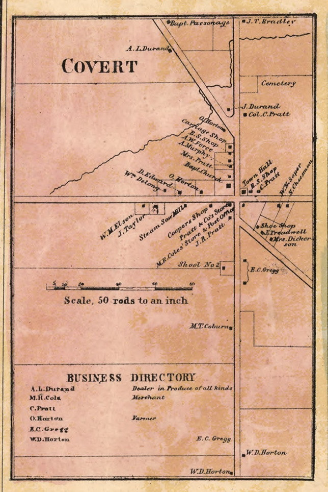 Covert Village - Covert, Seneca Co. New York 1859 Old Town Map Custom ...