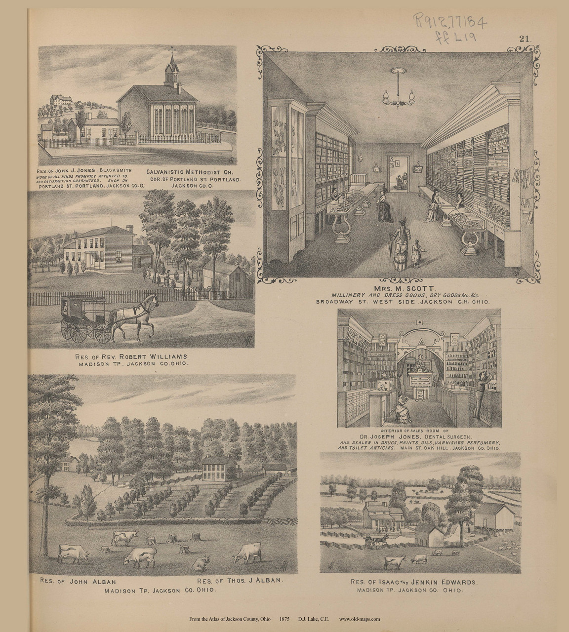 Picture - Scott, Ohio 1875 Old Town Map Custom Reprint - Jackson Co. 13 ...