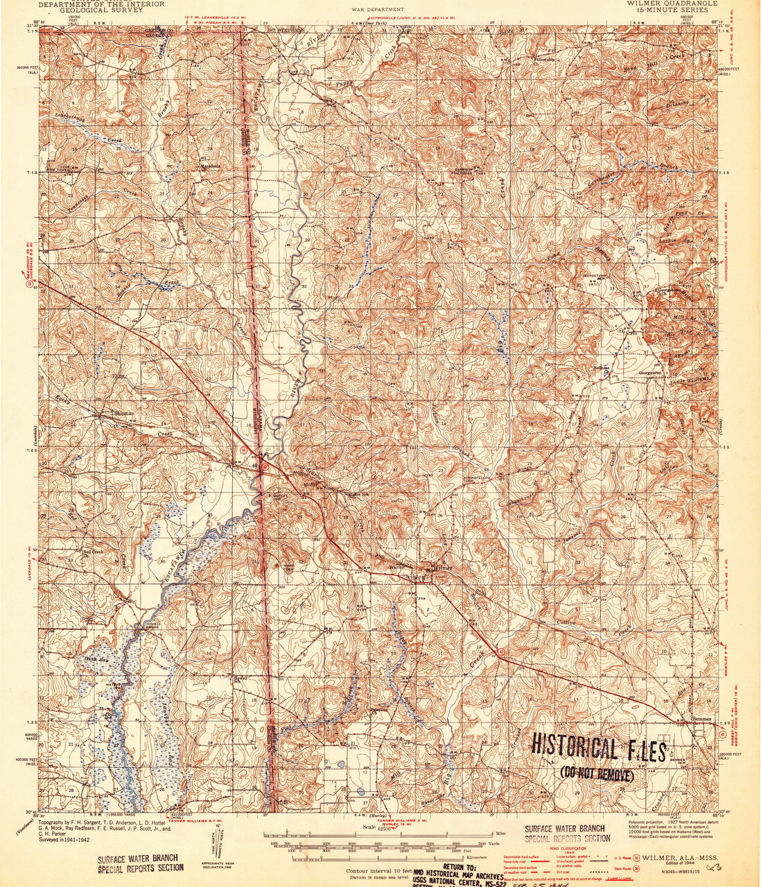 Wilmer, Alabama 1944 (1944) USGS Old Topo Map Reprint 15x15 AL Quad ...
