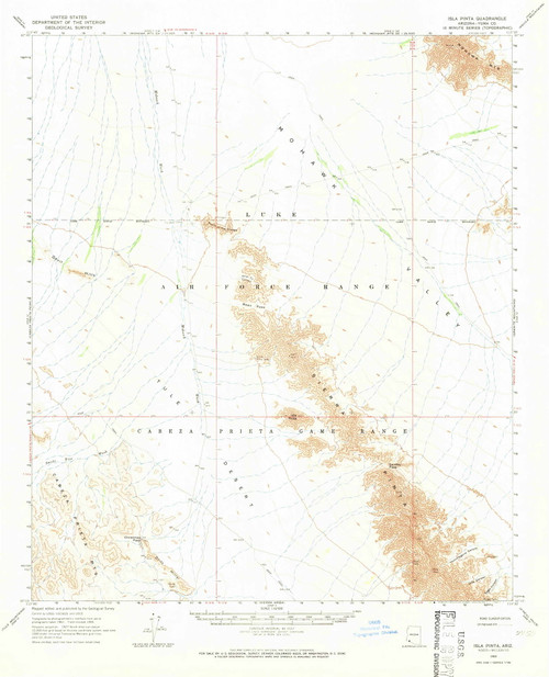 Isla Pinta, Arizona 1965 (1966) USGS Old Topo Map Reprint 15x15 AZ Quad ...