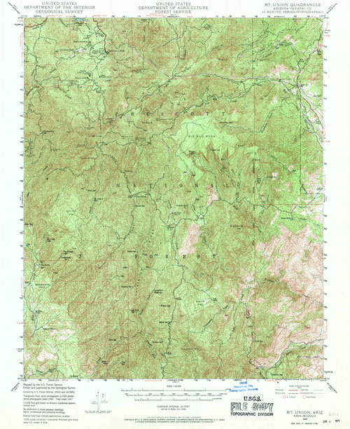 Mount Union, Arizona 1947 (1971) USGS Old Topo Map Reprint 15x15 AZ ...
