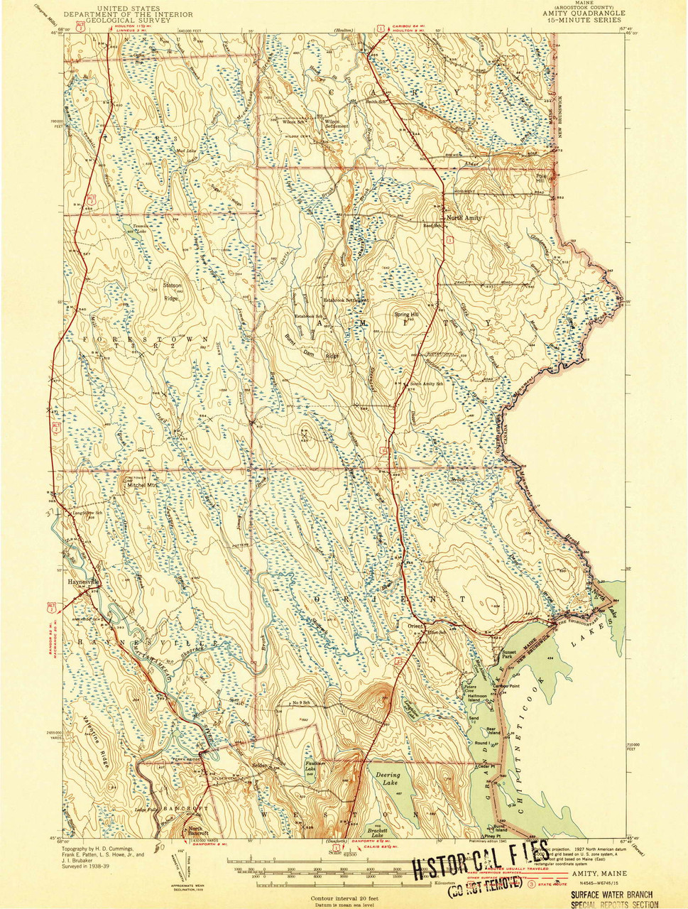 Amity, Maine 1941 (1941) USGS Old Topo Map Reprint 15x15 ME Quad 460085 ...