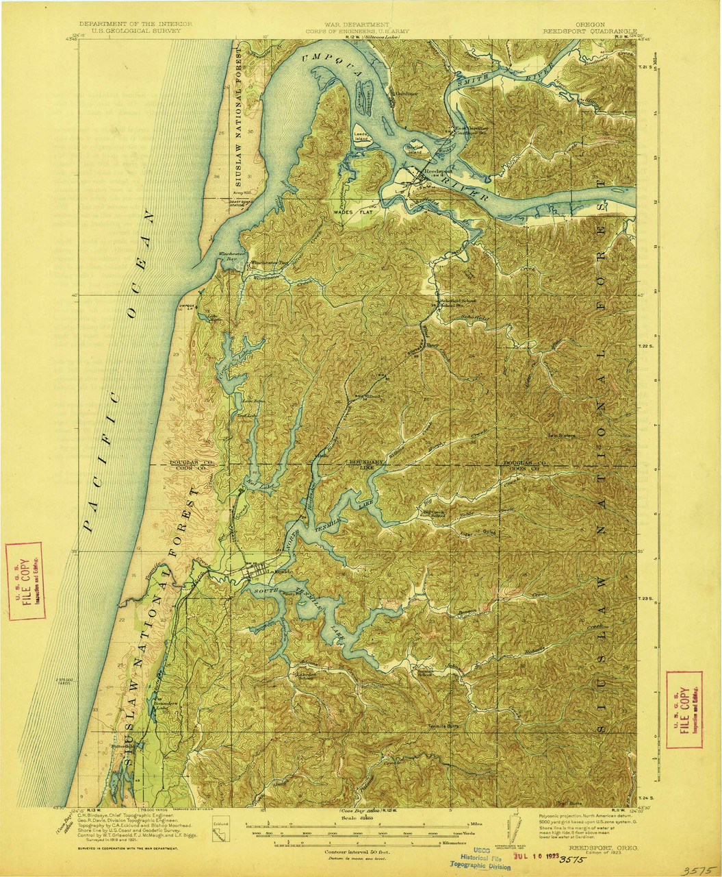 Reedsport Oregon 1923 1923 Usgs Old Topo Map 15x15 Or Quad Old Maps