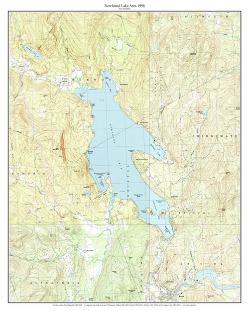 Newfound Lake Area 1998-2000 - Custom USGS Old Topo Map - New Hampshire ...