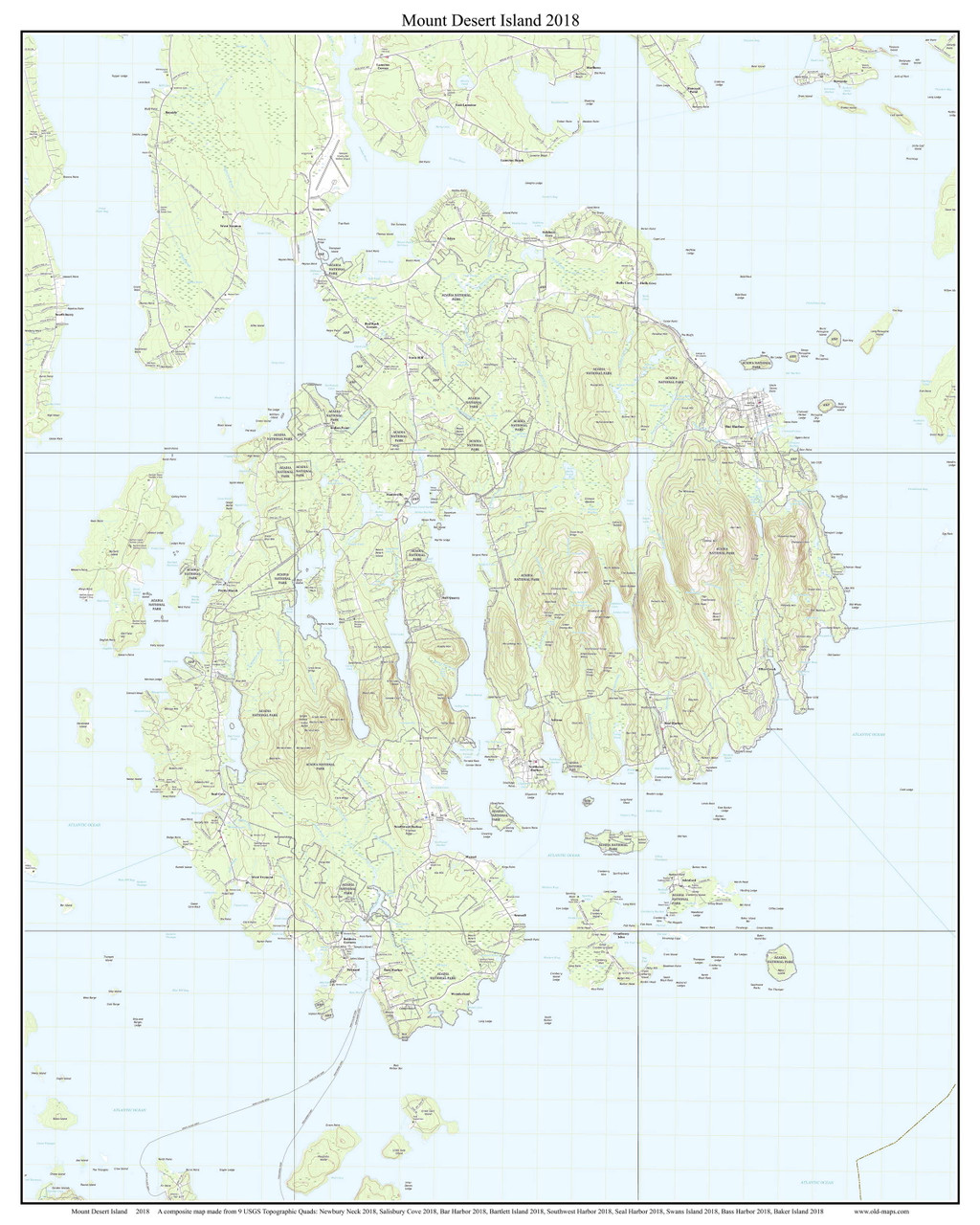 Mount Desert Island 2018 - Custom USGS Old Topo Map - Maine - OLD MAPS
