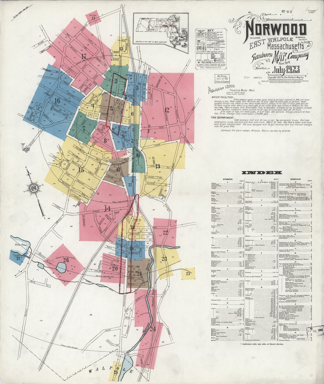 Norwood 1923 Old Map Massachusetts Fire Insurance Index Old Maps