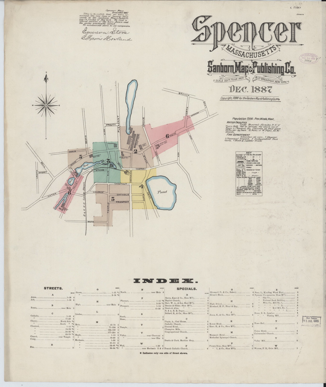 Spencer 1887 Old Map Massachusetts Fire Insurance Index Old Maps