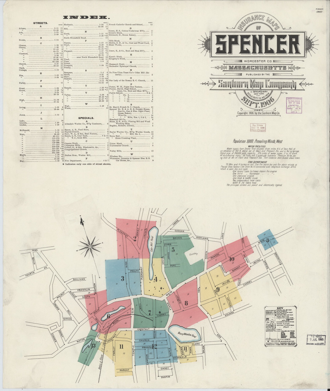 Spencer 1906 Old Map Massachusetts Fire Insurance Index Old Maps