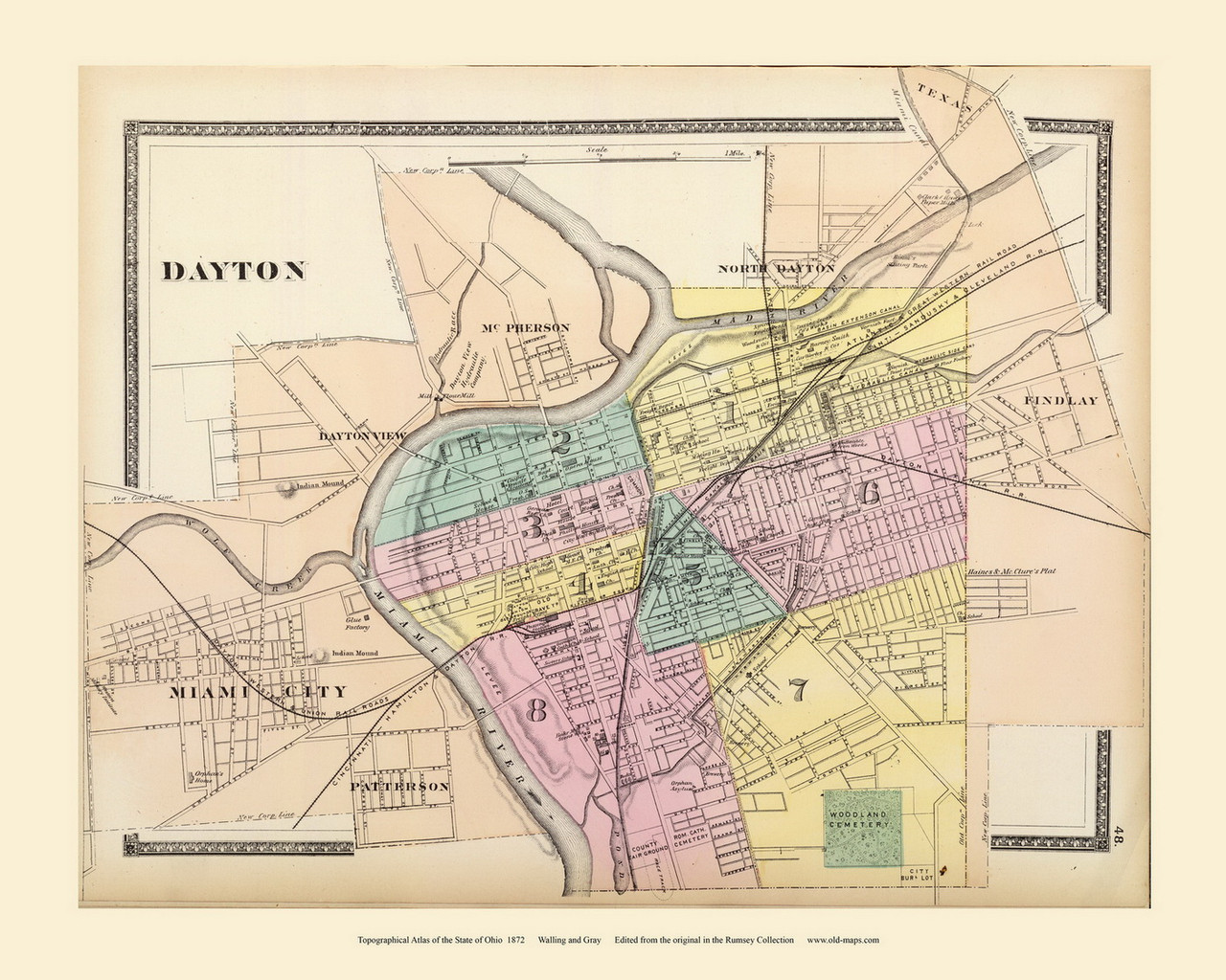 Dayton , Ohio 1872 - Old Map Reprint - Ohio State Atlas - OLD MAPS