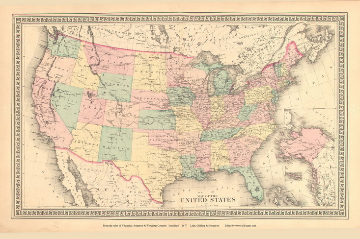 United States, Maryland 1877 Old Town Map Custom Print - Wicomico ...