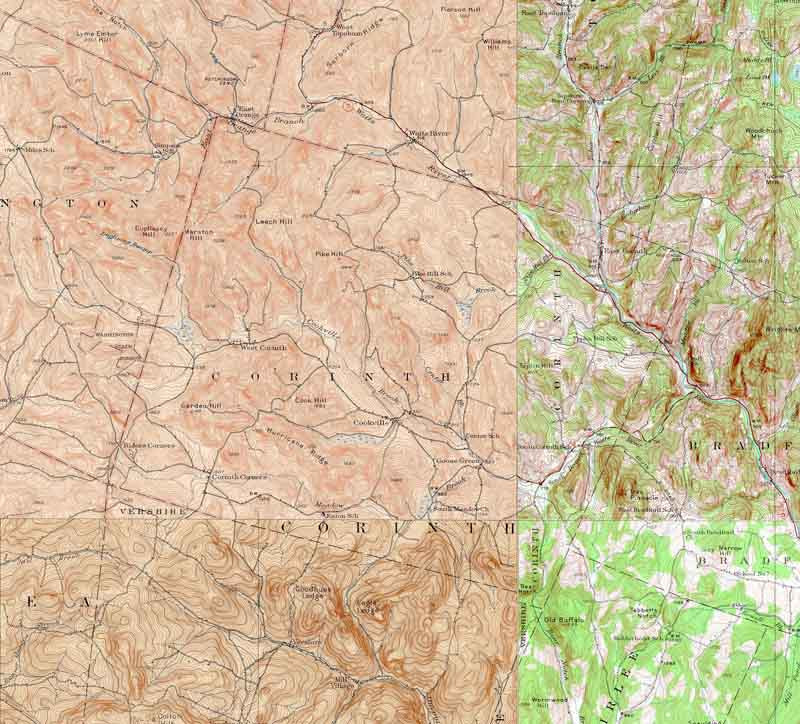 Corinth VT 1896-1935 USGS Old Topo Map - Town Composite Orange Co ...
