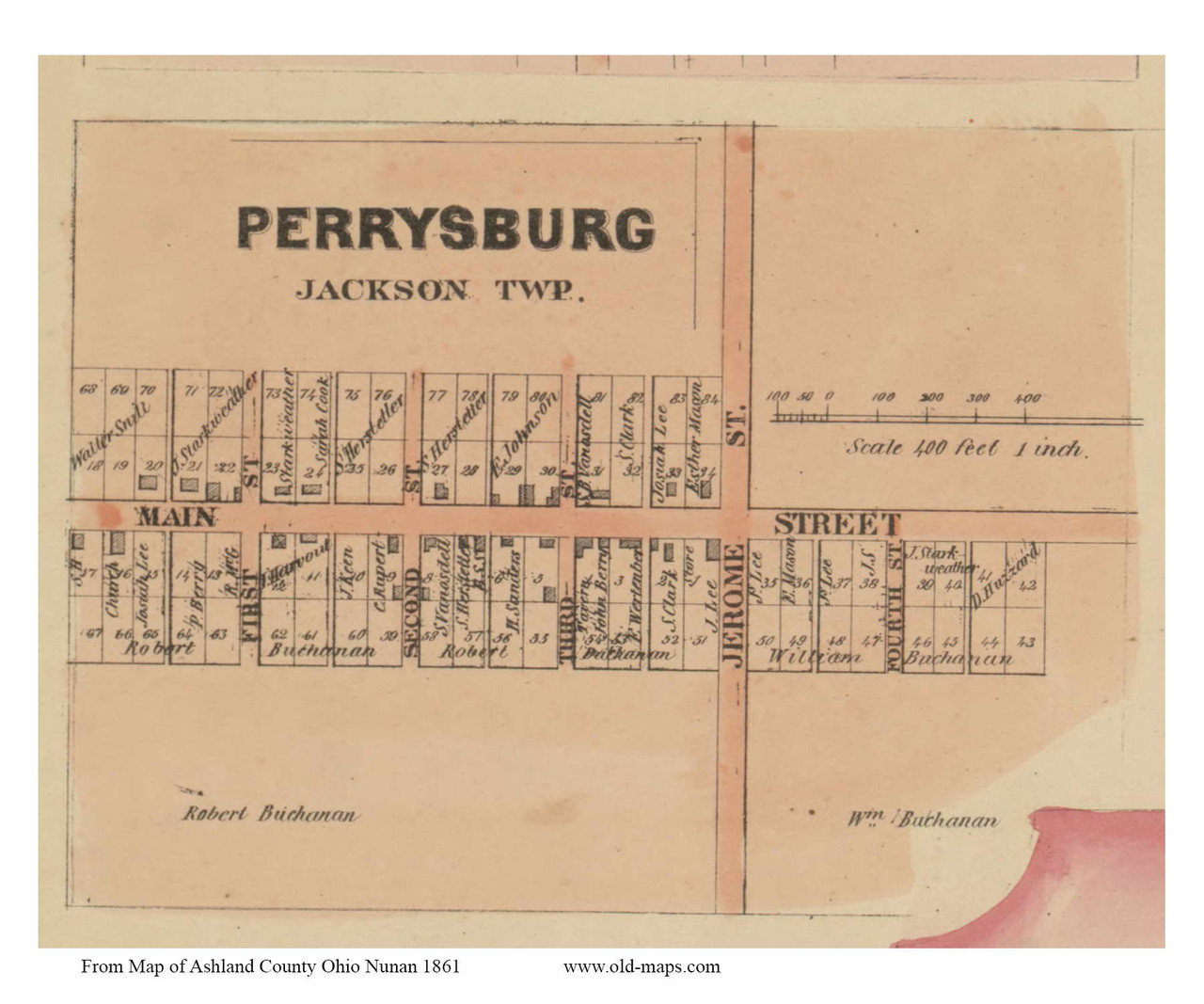 Perrysburg - Jackson, Ohio 1861 Old Town Map Custom Print - Ashland Co ...