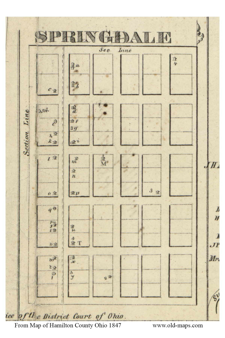 Springdale - Springfield, Ohio 1847 Old Town Map Custom Print ...